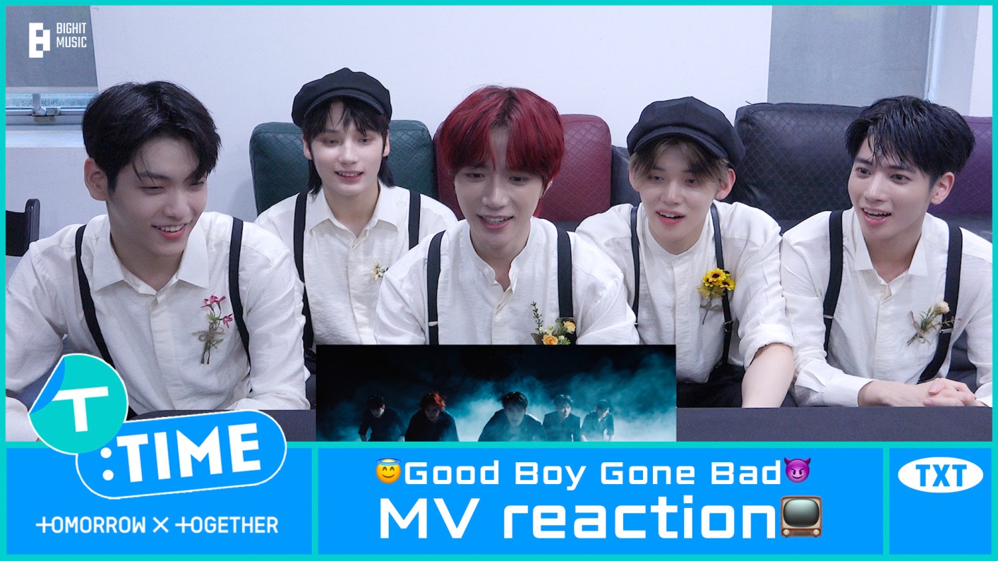 위버스 TOMORROW X TOGETHER Media - [T:TIME] ‘Good Boy Gone Bad’ MV reaction - TXT (투모로우바이투게더)