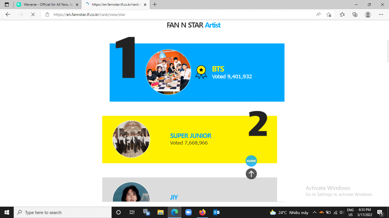 BTS Community Post - vote for bts now http://en.fannstar.tf.co.kr/rank/view/star please army ...