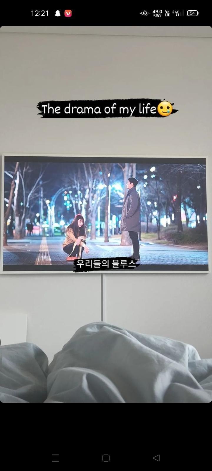 BTS Community Post - Oh! My Goodness! Taehyungie Oppa watching The New K-Drama "Our Blues" XD