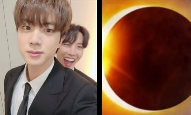 BTS Community Post - bro solar eclipse😂😂😂💜💜#jhope #jin #sunshine #moon