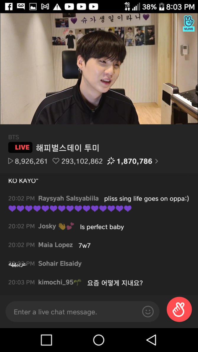 BTS Community Post - was just watching Sugas VLive