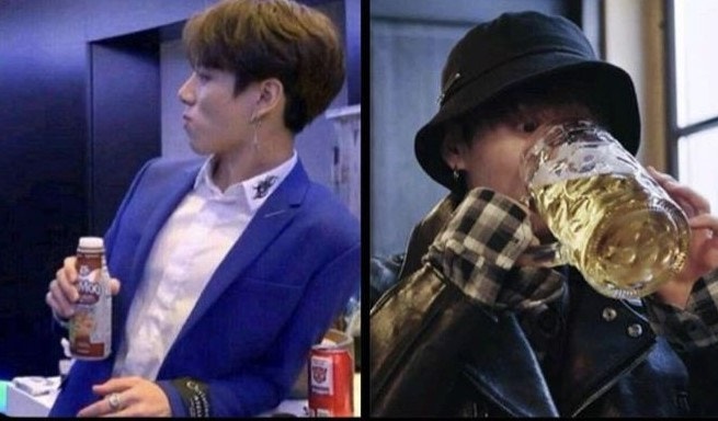 BTS Community Post - only jungkook can do this things , drink milk like ...