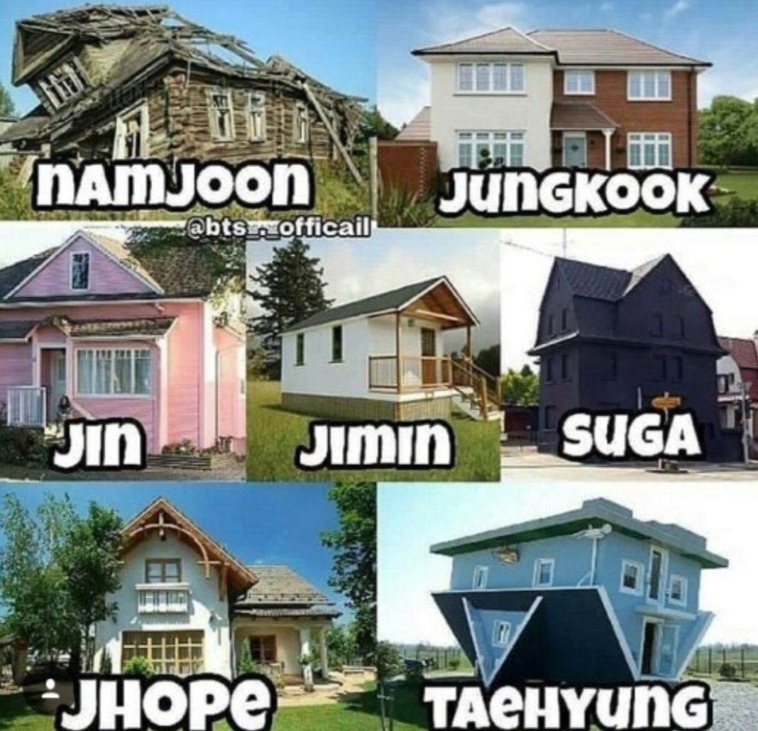 Bts Community Post 다 쓰러져가는 남준집 엄청 큰 대저택 정국집 핑크핑크 공주같은 석진집 하얗고 작은 예쁜