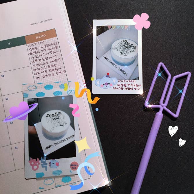 Bts Community Post 오늘은 내 생일이에요~ 🥳 친구들이 방탄 소년단 케이크를 사 줬어 어떡해 너무