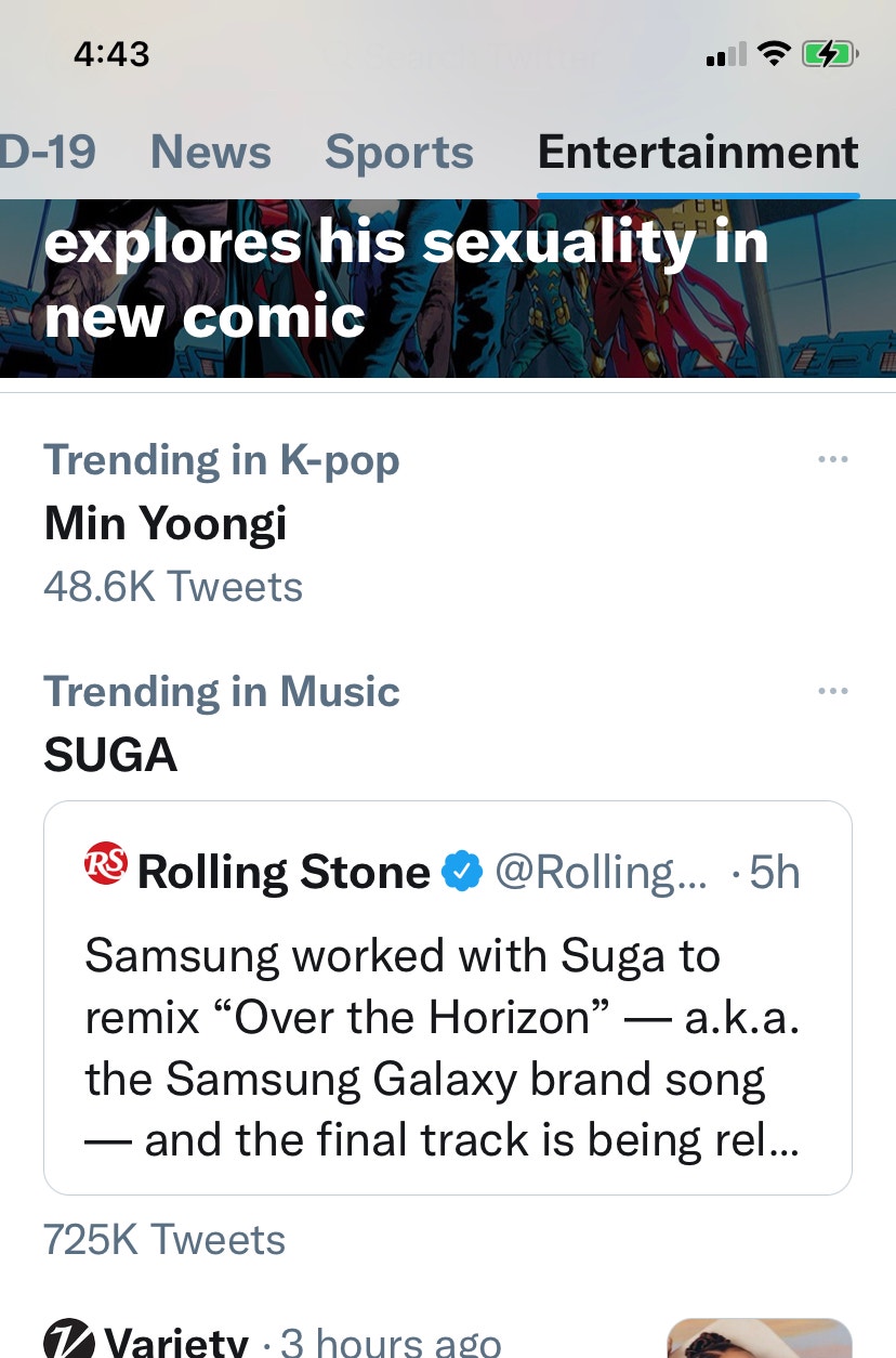 BTS 커뮤니티 포스트 - #To_Suga. Trending on Twitter! Congrats on Produced by ...