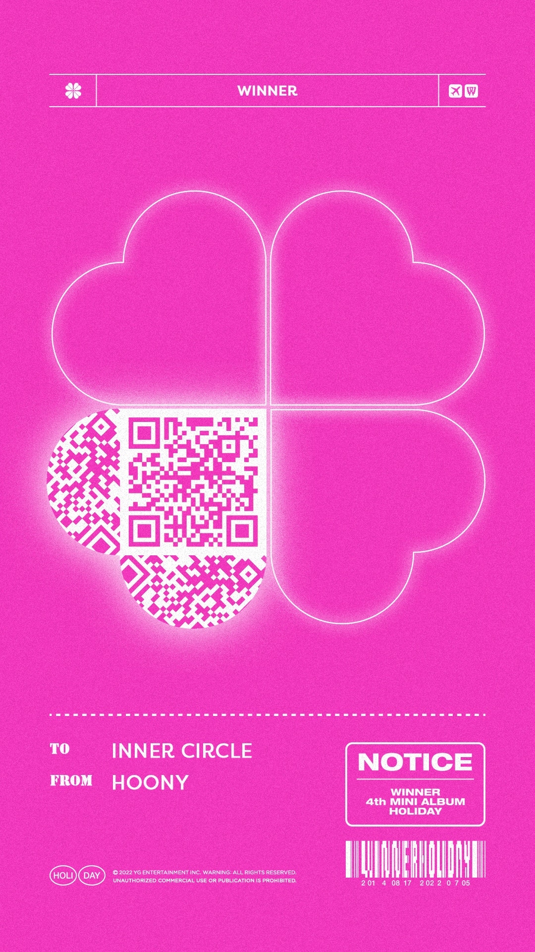 WINNER - 4th MINI ALBUM [HOLIDAY] D-1 QR POSTER #HOONY