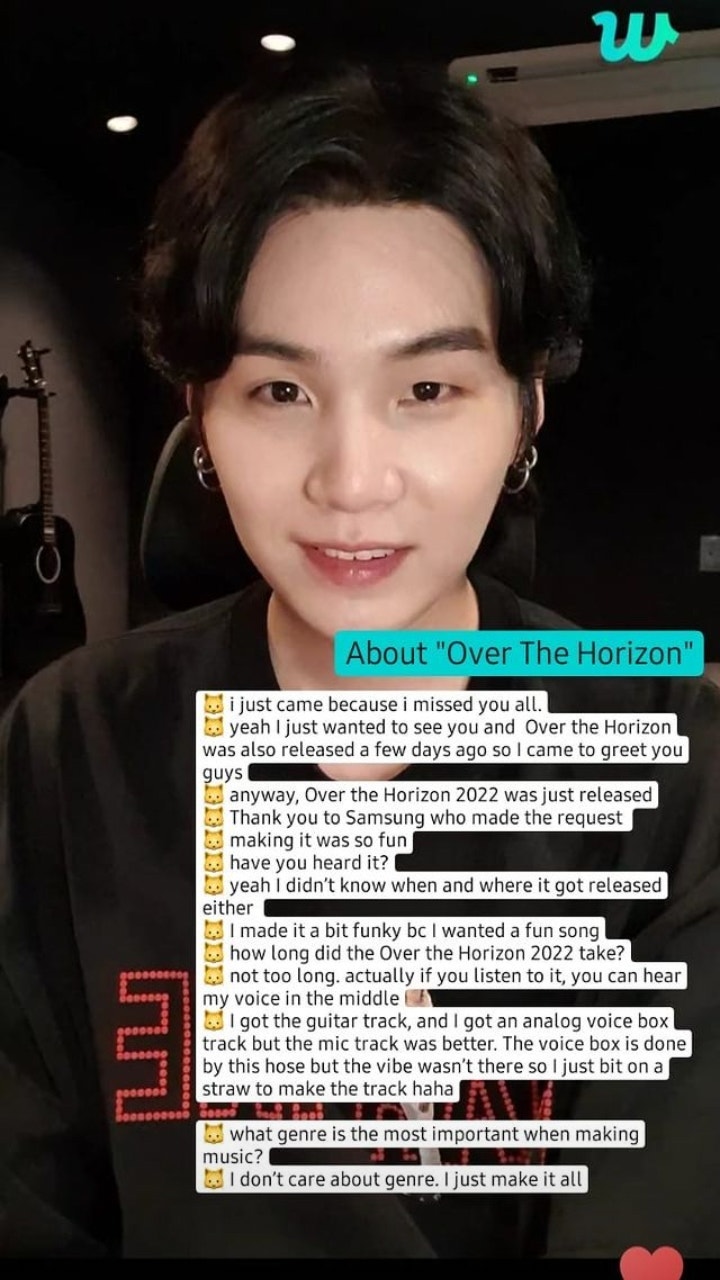 BTS Community Post - Suga talked a lot💜💜 About "over the horizon" #suga #bts