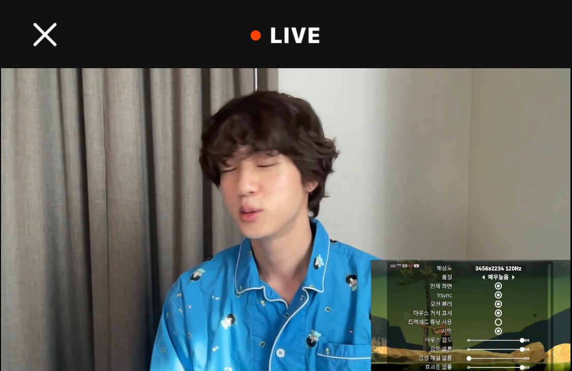 BTS Community Post - jin’s vlive now!!!!!!!!!