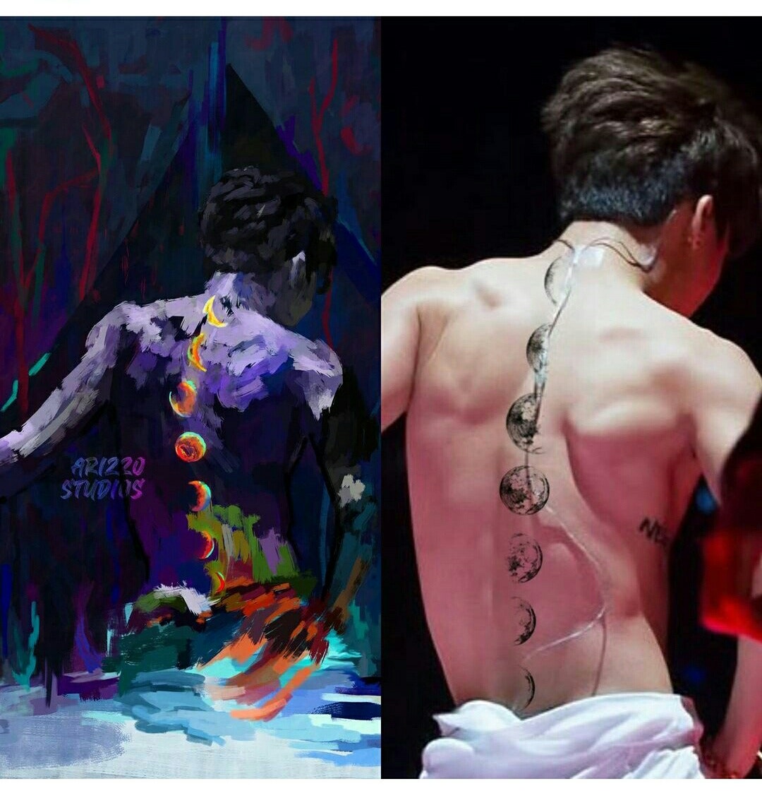 BTS 커뮤니티 포스트 - jimin moon phases tattoos 😘😘😘😘🇮🇳