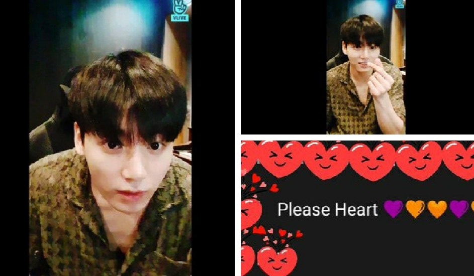 BTS Community Post - 私の貴重なBTS体験は 昨年の グクのVLIVEで メッセージを送った直後に 指ハートを 作ってくれたことです🐰💜 読んでくれたかどうかは グクのみぞ ...