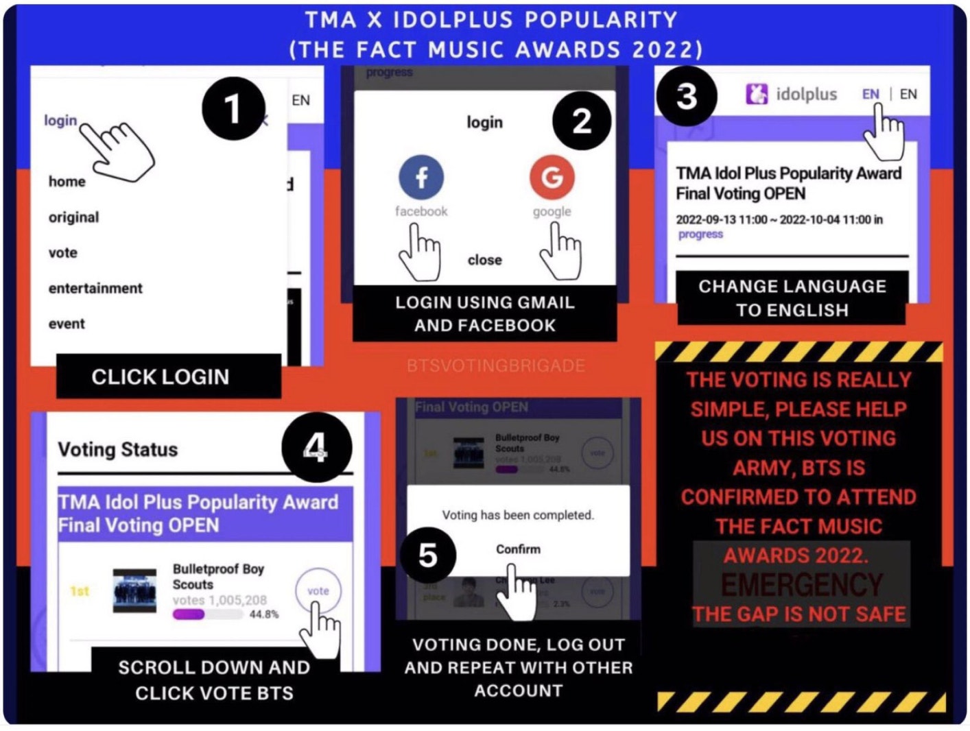 BTS Community Post - ️ARMY📢 Vote now for BTS ️We can only win if you vote💜 global.idolplus.com ...
