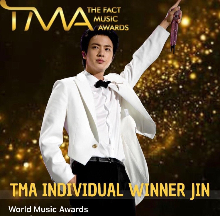 BTS Community Post - 💎 Jin Time 💎 TMA ファン&スターチョイス賞 🏆 個人の部 おめでとう🎉 「キムソクジン」コールに 自分の部屋で参加しました🐳 …泣き ...