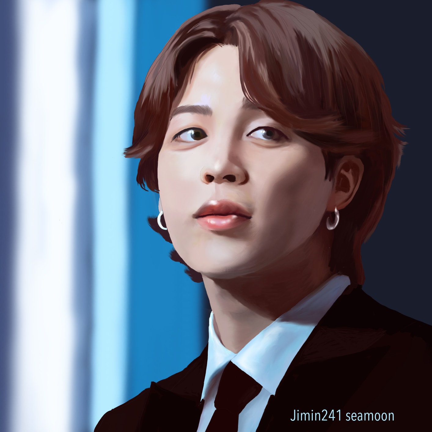 BTS Community Post - TMA授賞式のジミン描きました。 彼らの一言一言が心に沁みました。 彼らは私の永遠のアーティスト。