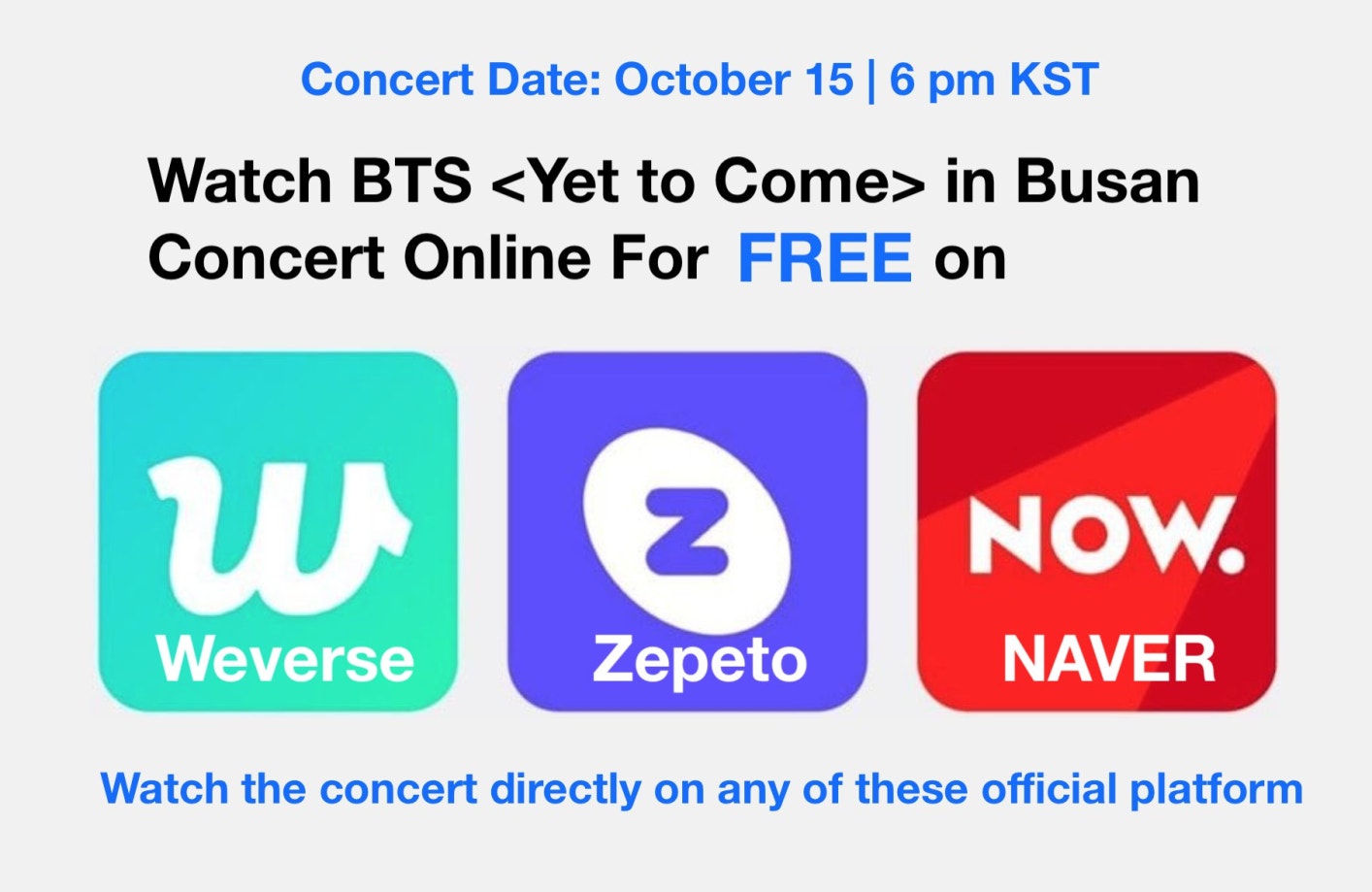 BTS Community Post - 🚨FREE OFFICIAL LINKS FOR BTS IN BUSAN CONCERT!! 🗓️ ...