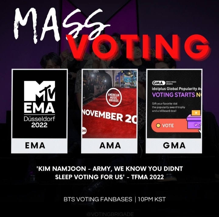 BTS 커뮤니티 포스트 - Mass voting has started Vote for our Forever Artist ARMY all around the world ...