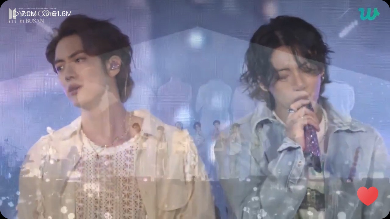 BTS Community Post - 💜 🐰 Angel Time 🐹 💜 💜グク🐰ジンくん🐹💜 釜山コンのディレイ見れたよ🤗🎤 本当にグク🐰ジンくん🐹が大好きです🫶 2人が頑張ってるから ...