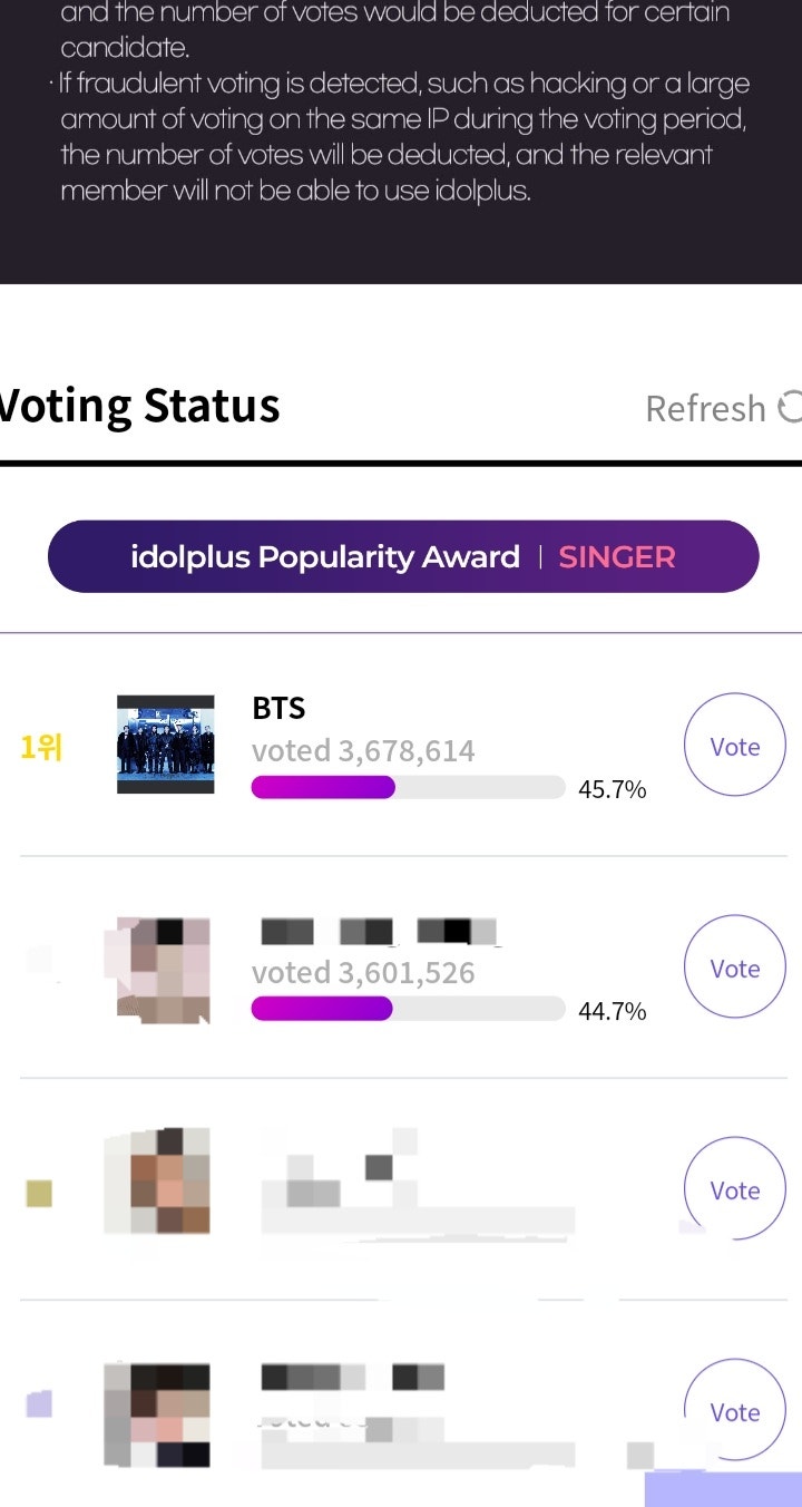 BTS Community Posts - ARMY has only one hour left and voting ends https://global.idolplus.com ...