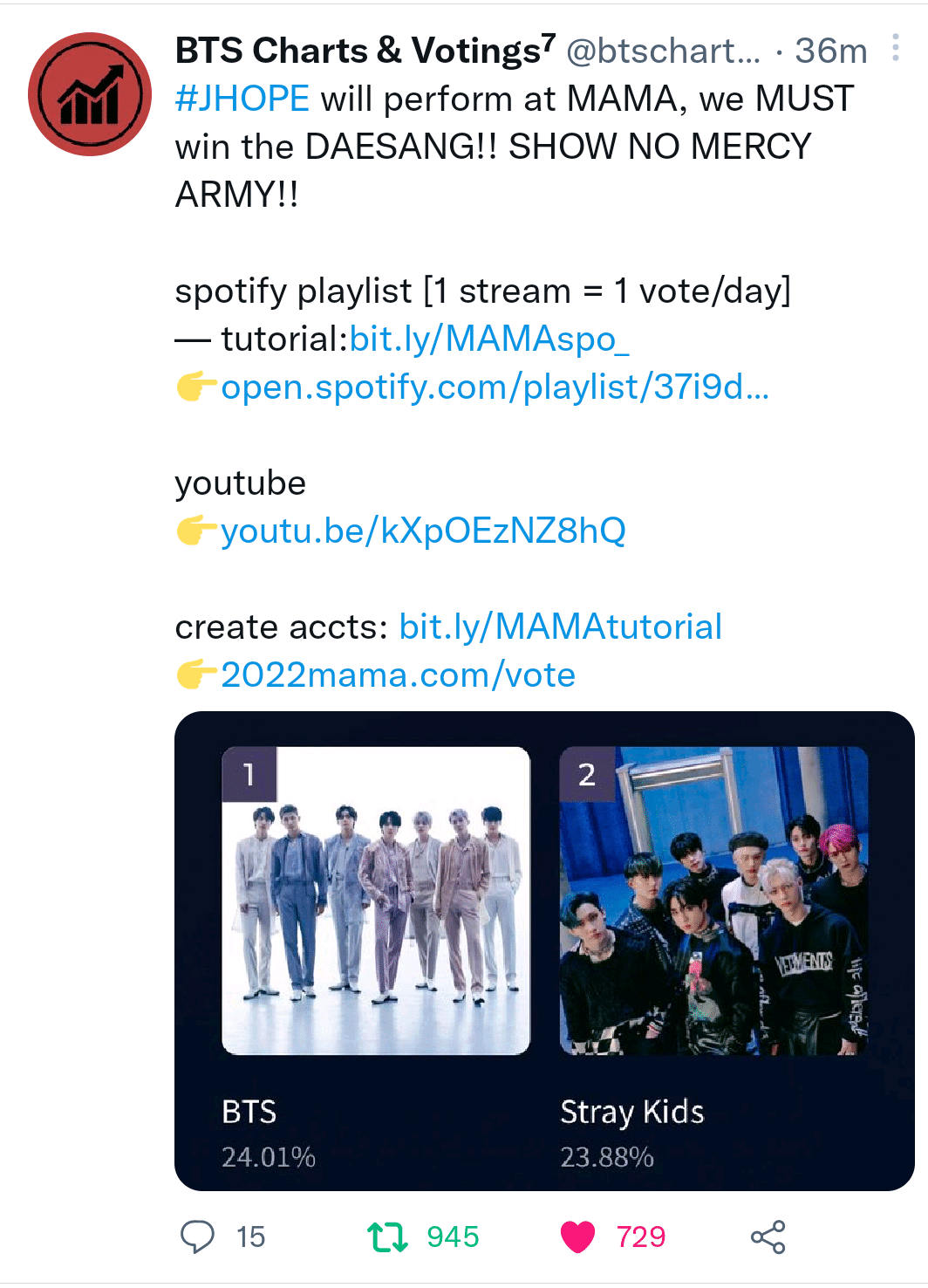 BTS Community Post - spotify playlist [1 stream = 1 vote/day] — tutorial:bit.ly/MAMAspo_ 👉open ...