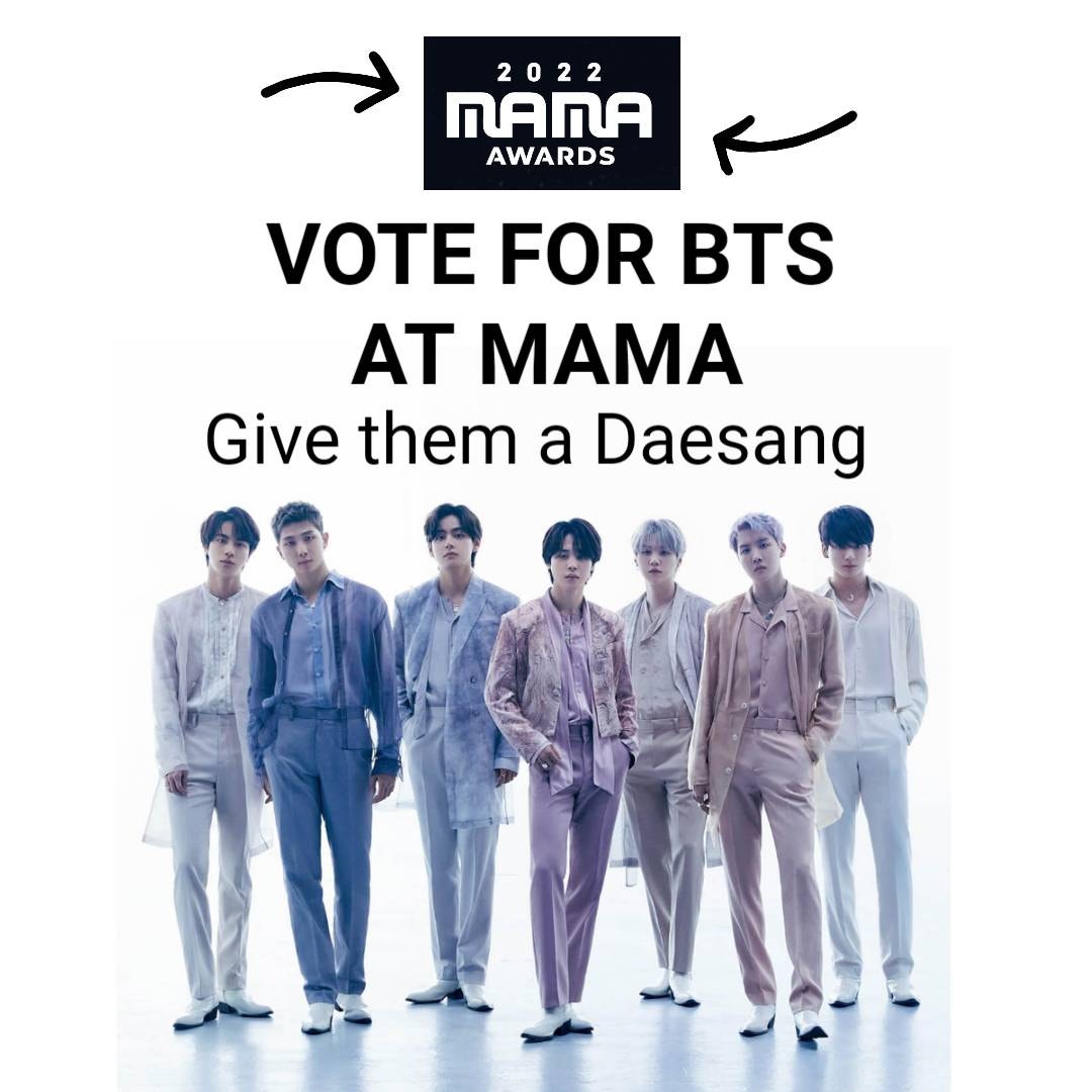 BTS Community Post - ARMY Pls Vote Tomorrow is the last day 📊MAMA 2022 🏆 Worldwide Fan's Choice ...
