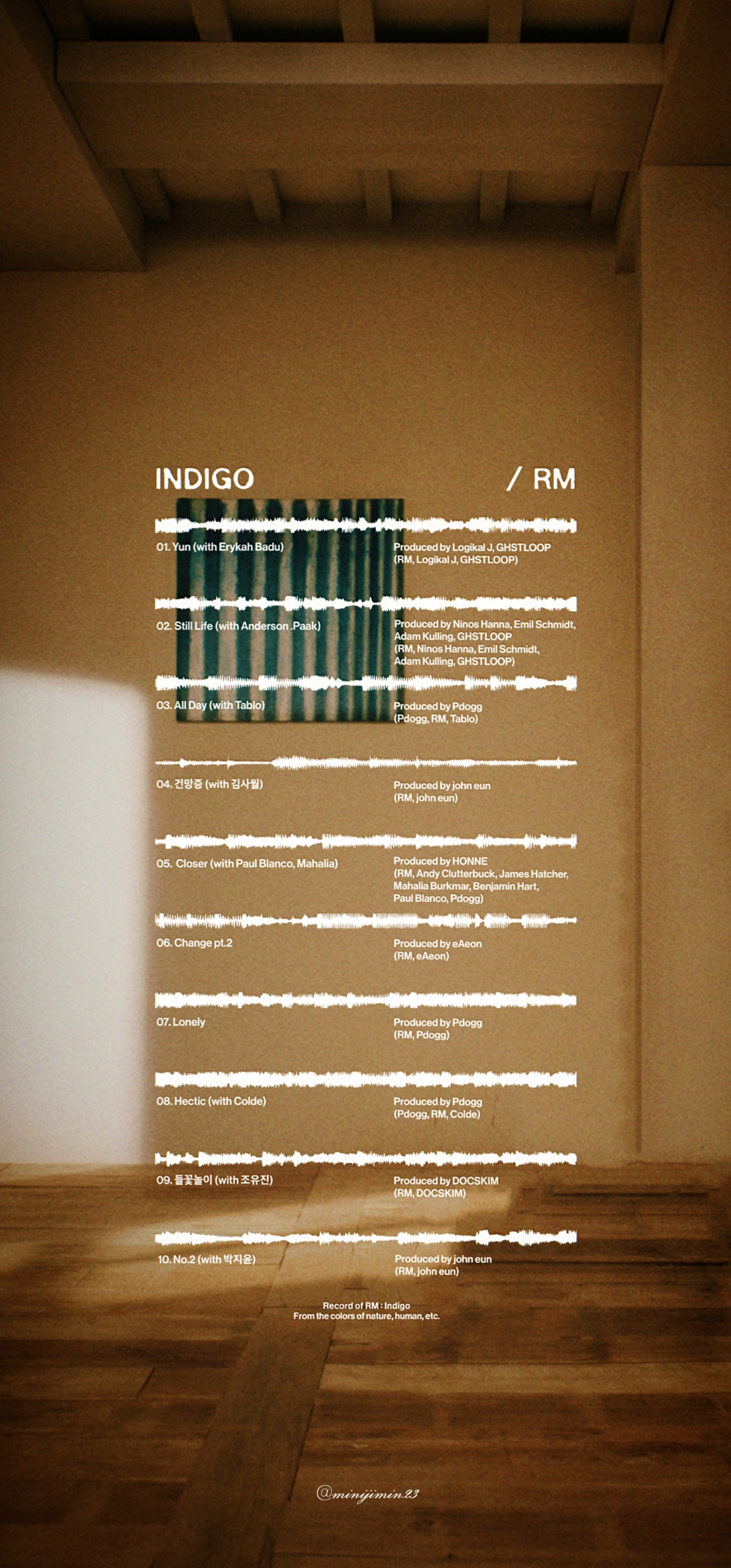 BTS Community Post - Indigo Tracklist Wallpaper 💙🤍