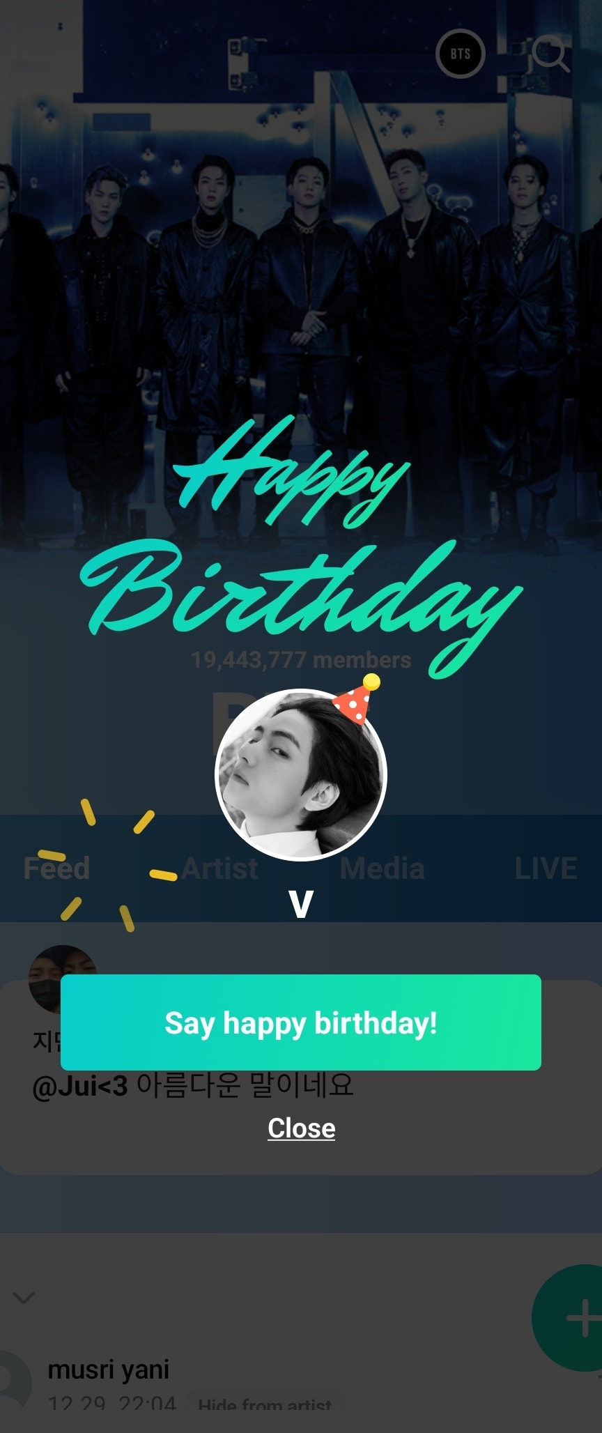 BTS Community Posts - happy birthday Vee 🙌😘💜