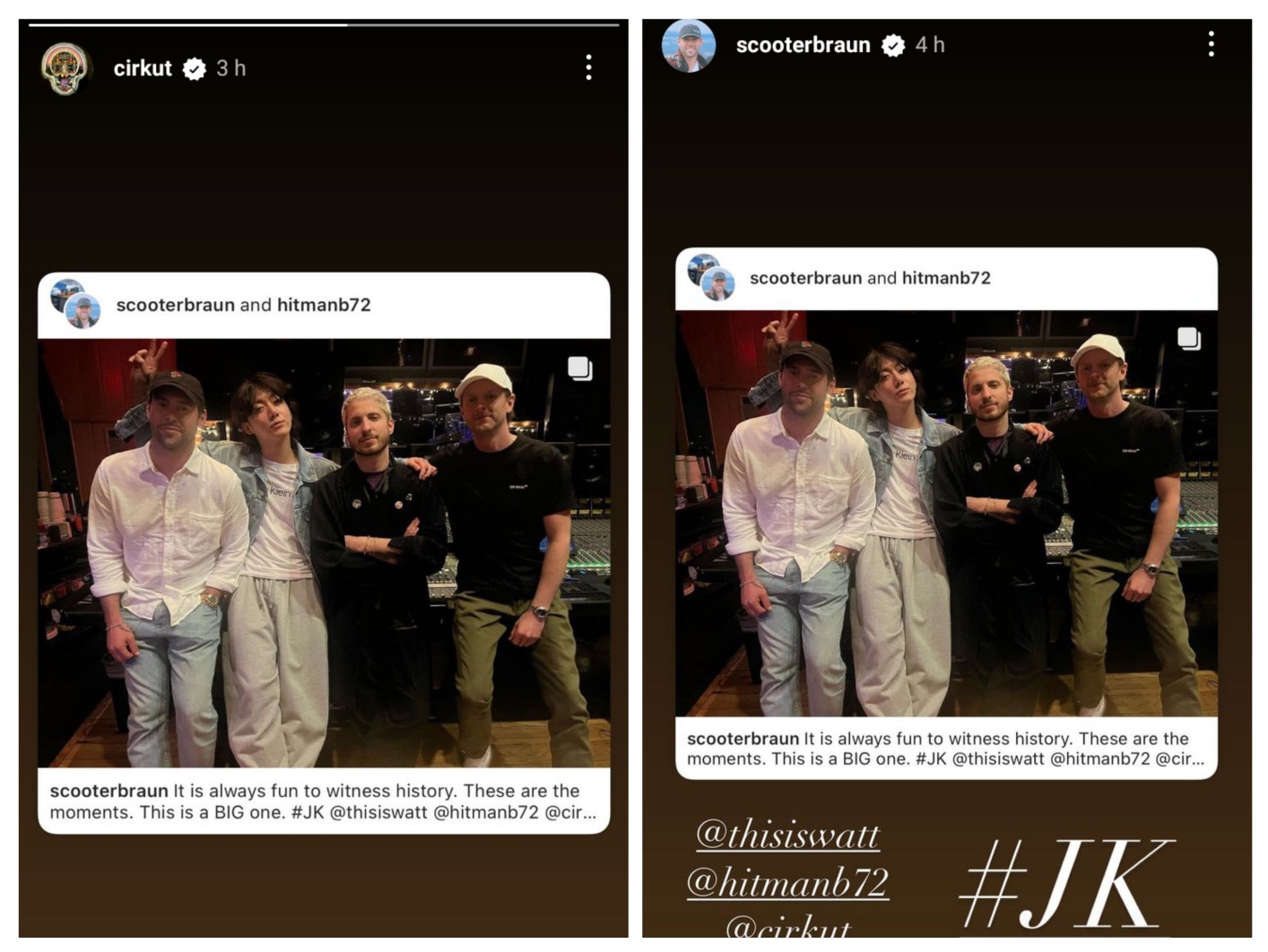 BTS Community Post - Stories on Instagram (cirkut and scooterbraun) # ...