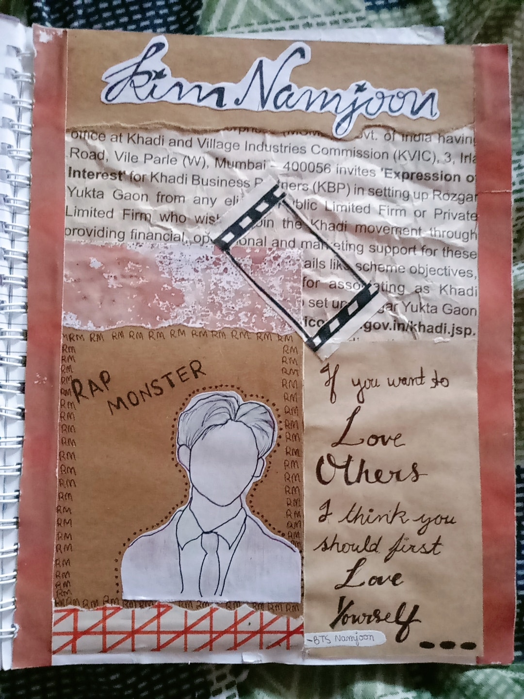 BTS Community Post - RM 💜journal made by me😁😁 my idea!! not copied🤭