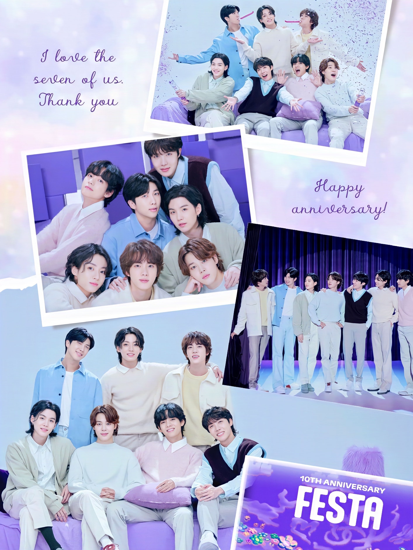 BTS Community Post - 🌈💜𝒥𝒾𝓃 𝒯𝒾𝓂ℯ💜🌈 ジン君😭💕会いたかったｰｰｰ😭💕 昨日届いた素敵な家族写真💜📷 ́͏̖ ...