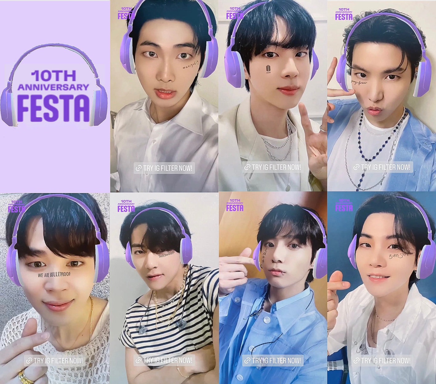 BTS Community Post - BTS 10TH ANNIVERSARY FESTA IG FILTER #BTS #방탄소년단 ...