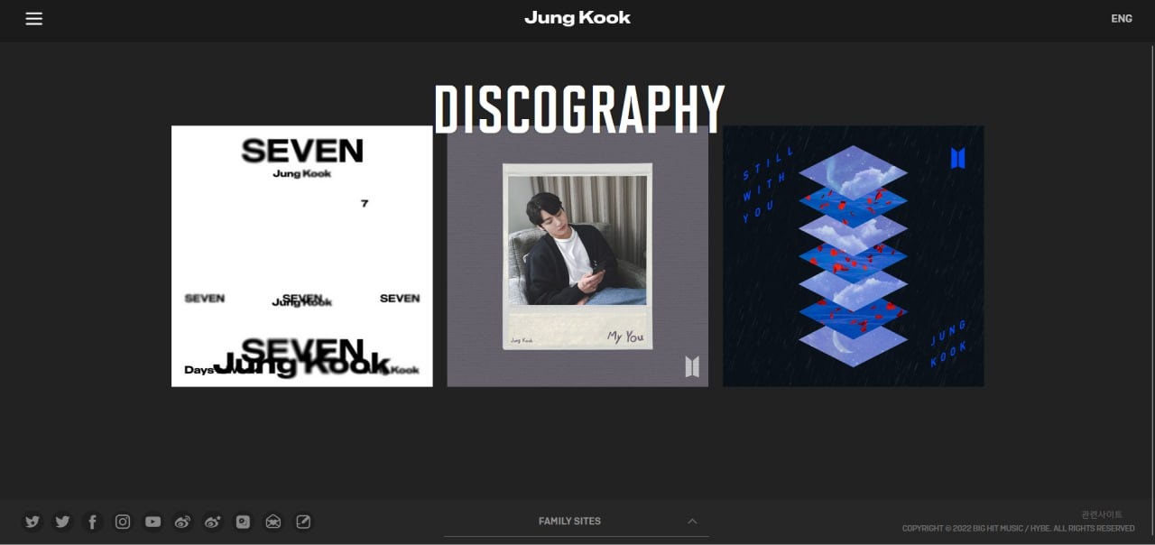 BTS 커뮤니티 포스트 - Jungkook's discography section has been added to BigHit ...