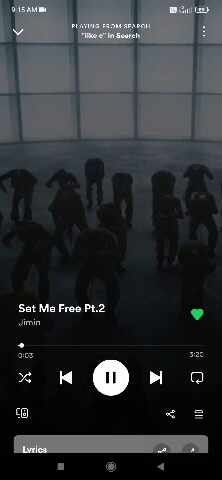 BTS 커뮤니티 포스트 - set me free pt.2 on Spotify screen