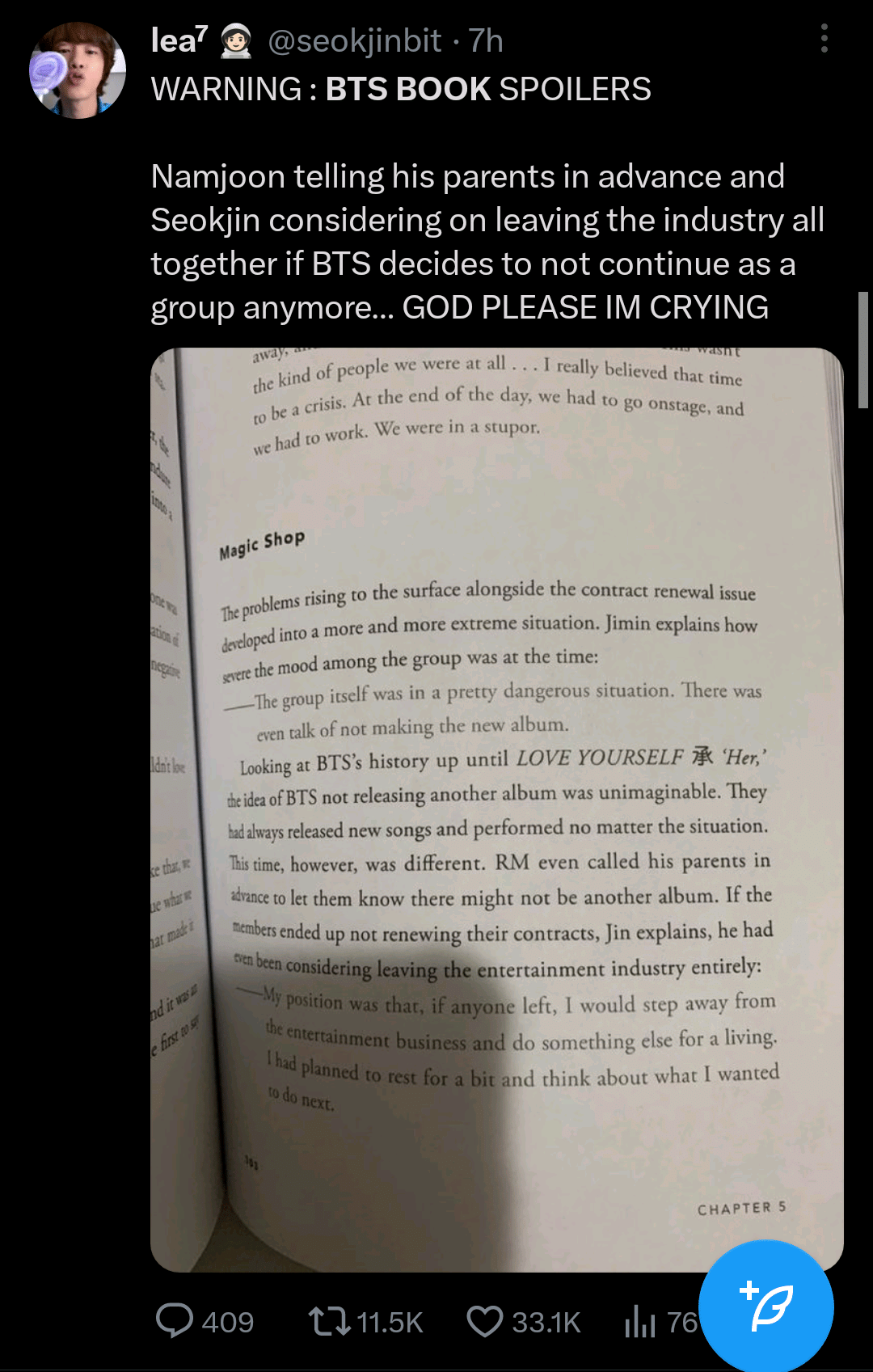BTS Community Posts - it hurts to think that what they went really thru...so I can't blame the ...