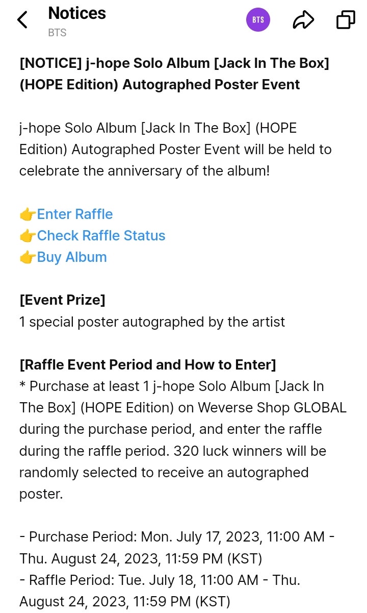 BTS Community Post - [ NOTICE ] Autographed poster presentation event ...