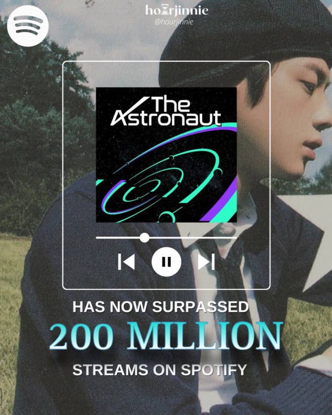 BTS Community Posts - The Astronaut has surpassed 200 Million streams on Spotify ...