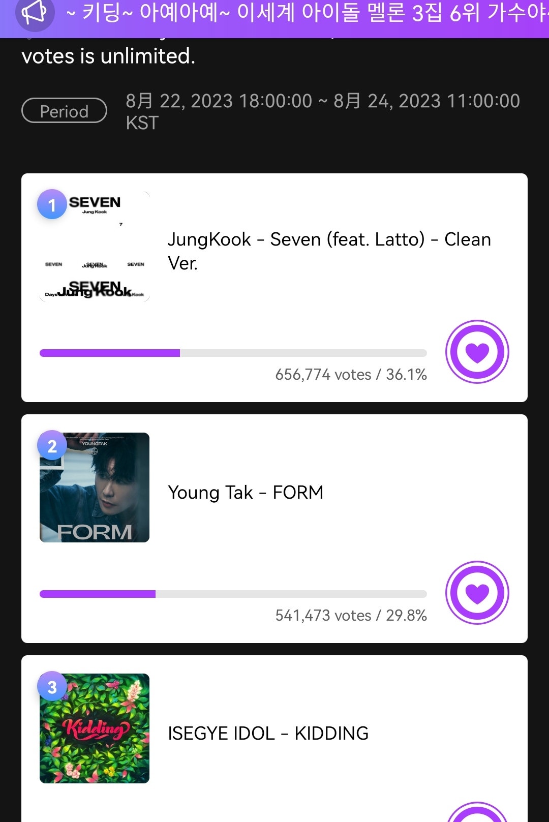BTS Community Posts - 🗳️| MUSIC CORE PRE VOTING VOTE FOR SEVEN BY JUNGKOOK NOW [Ep. 823] Global ...