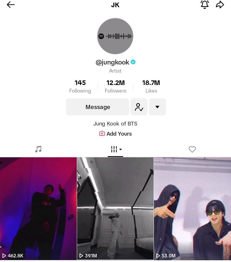 BTS Community Post - Jungkook official TikTok account has surpassed 12M + followers !! jungkook ...