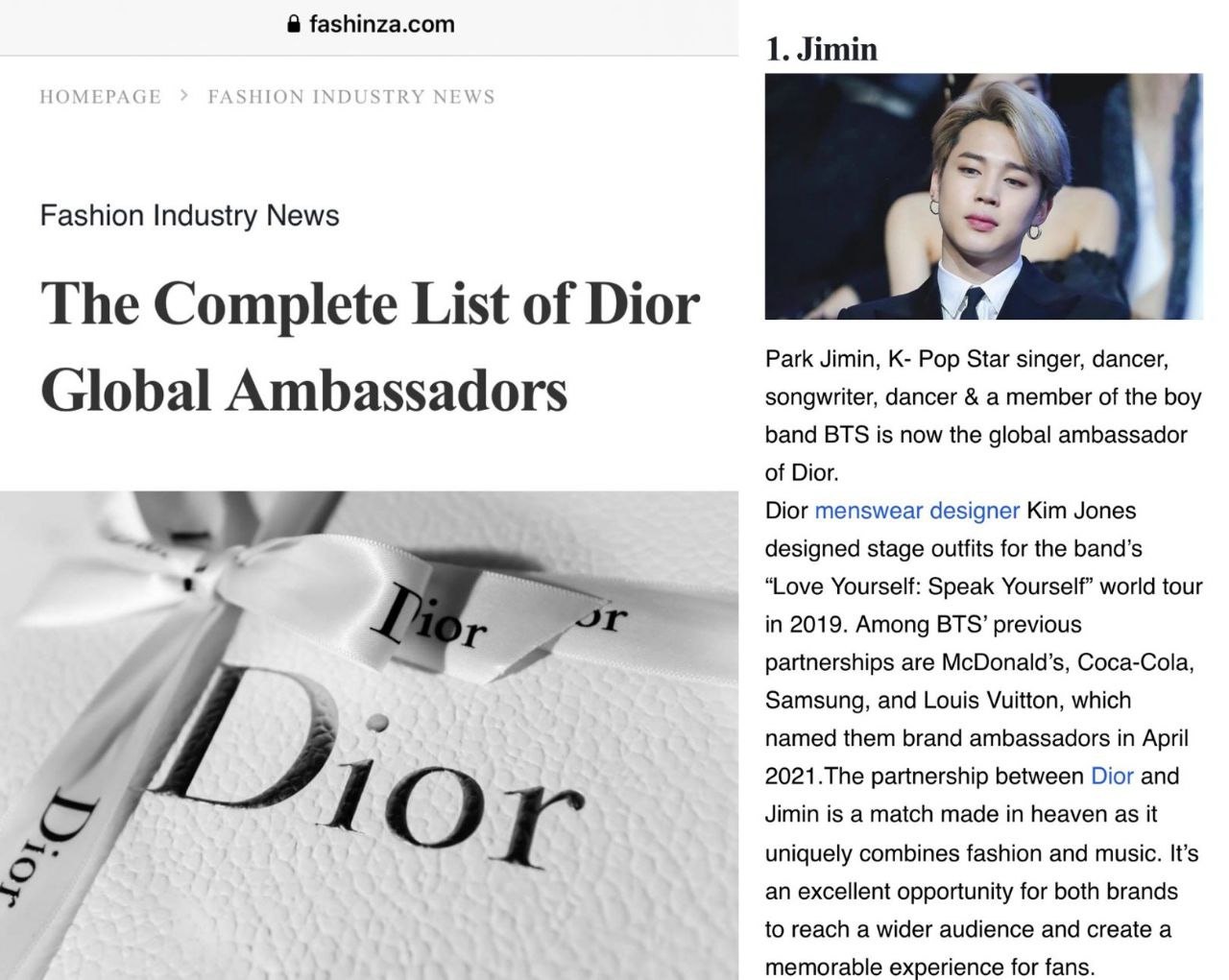 BTS Community Post - — Fashinza detailed the 18 current Dior Global ...