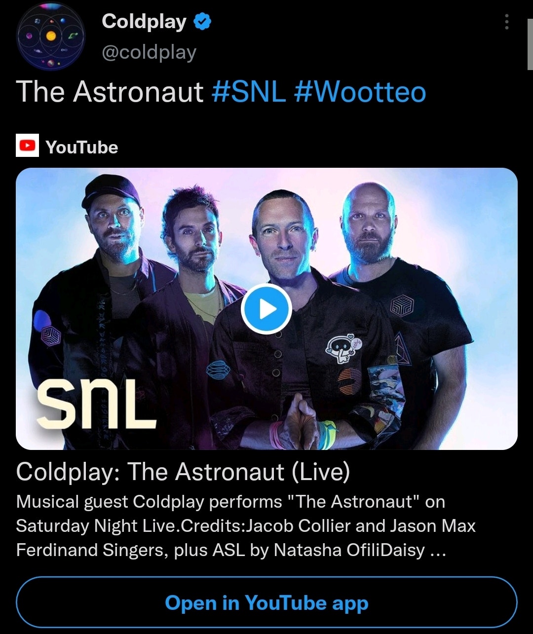 BTS Community Post - CHRIS MARTIN AND COLDPLAY IS DOING THE ASTRONAUT ...