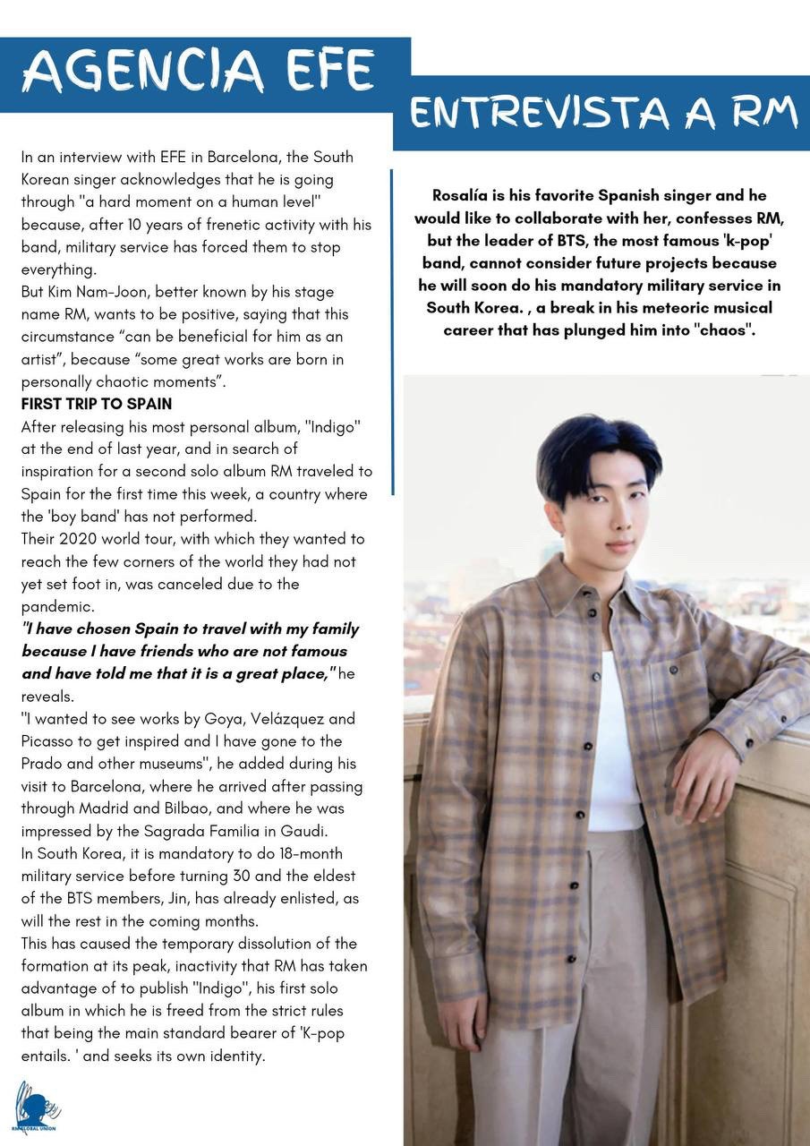 BTS Community Posts - 💜 Namjoon mentioned Ukraine in his interview for the "EFE" Spain! We are ...