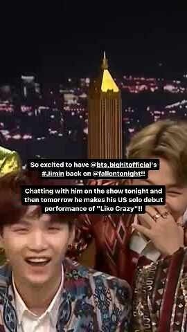 BTS Community Posts - Jimmy Fallon posted about Jimin's interview and ...