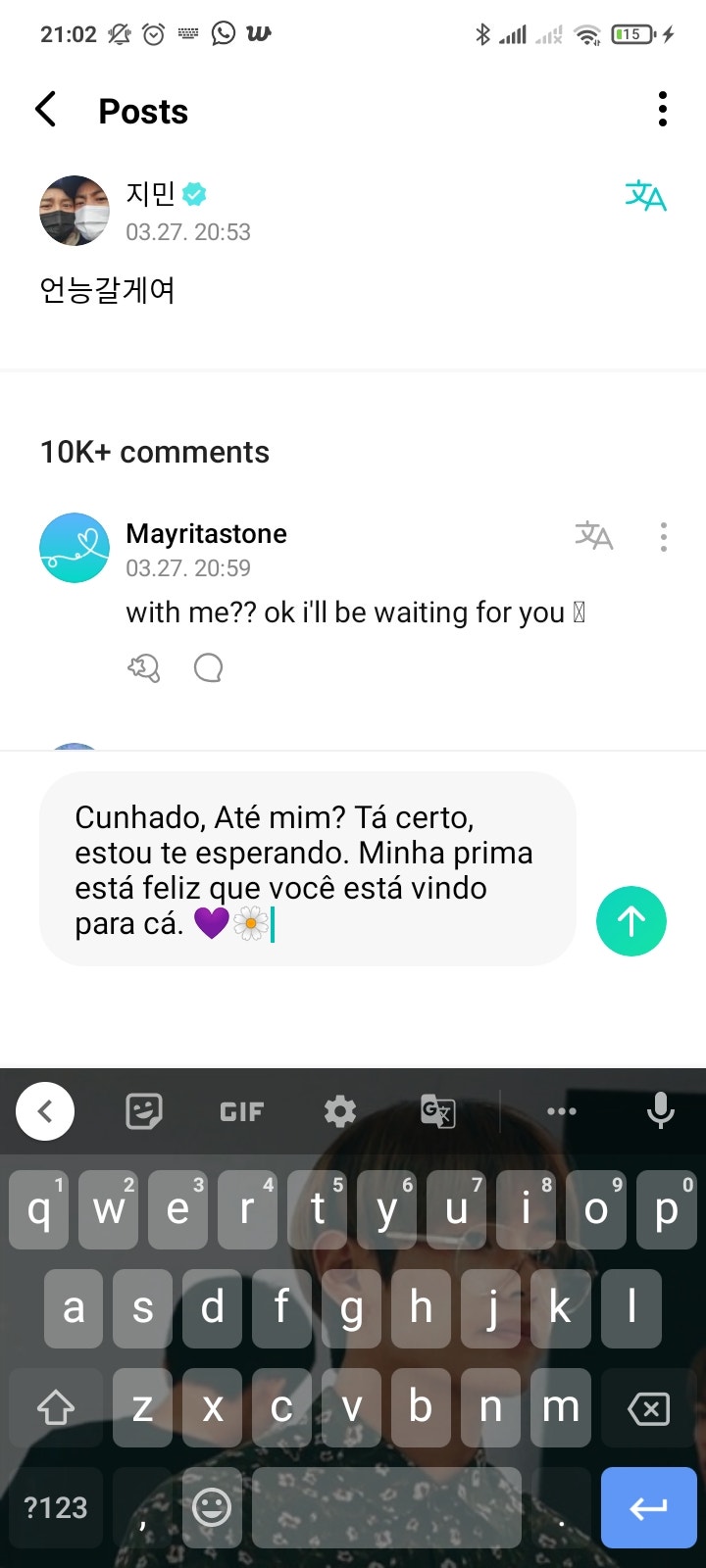 BTS Community Post - Cunhado, Até mim? Tá certo, estou te esperando ...