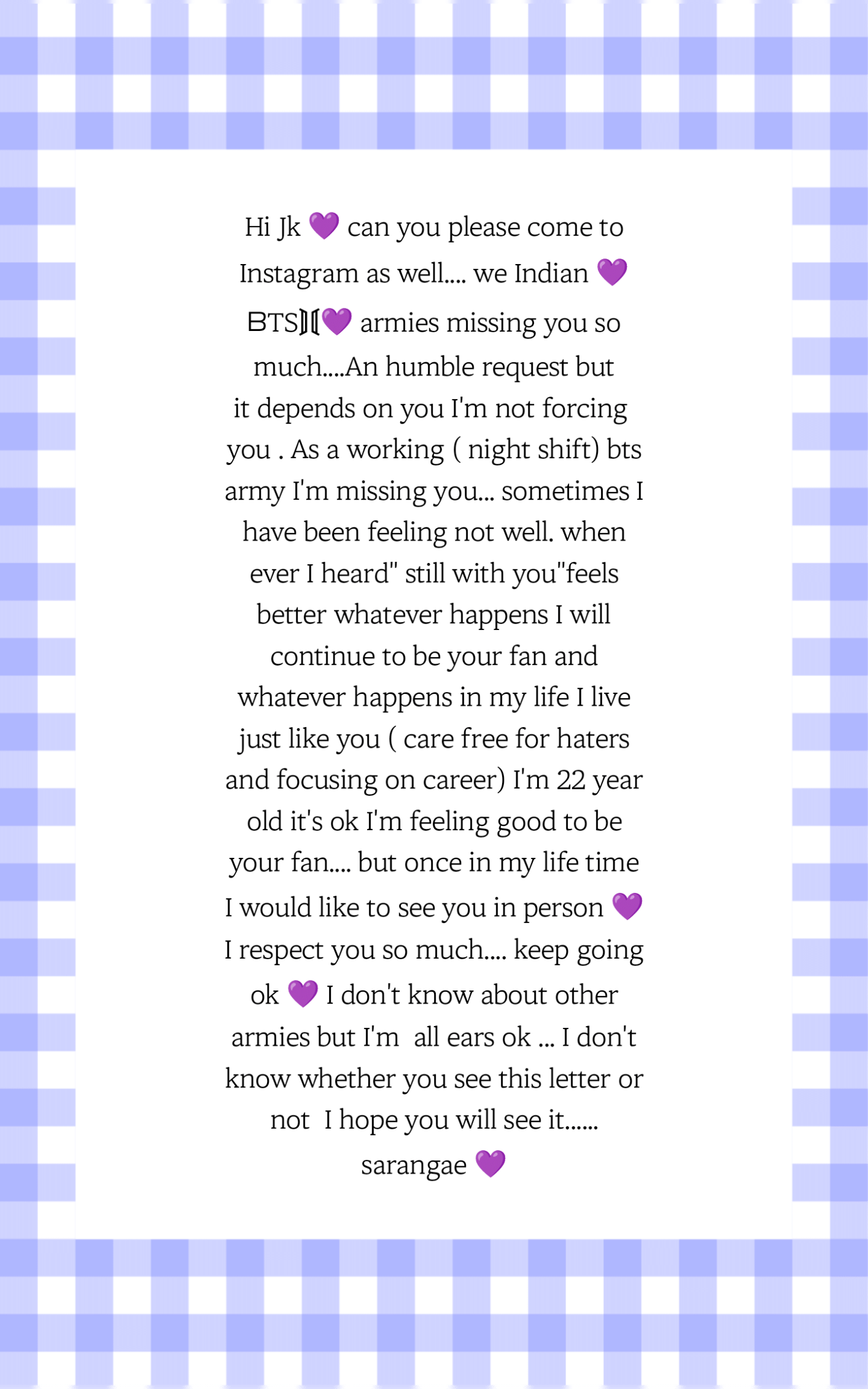 BTS Weverse Fan Letter