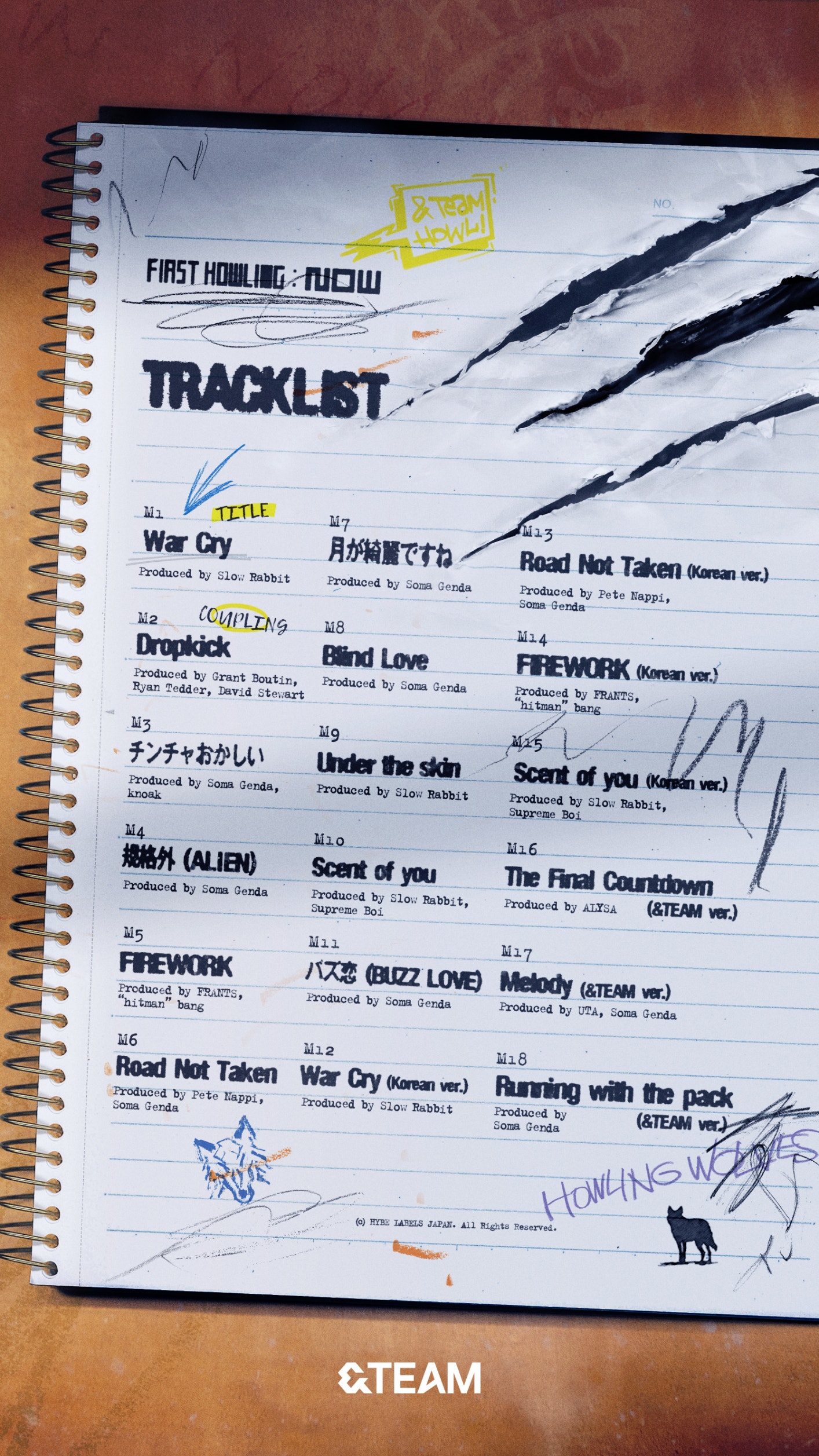 Imagen de &TEAM de Weverse - First Howling : NOW Tracklist