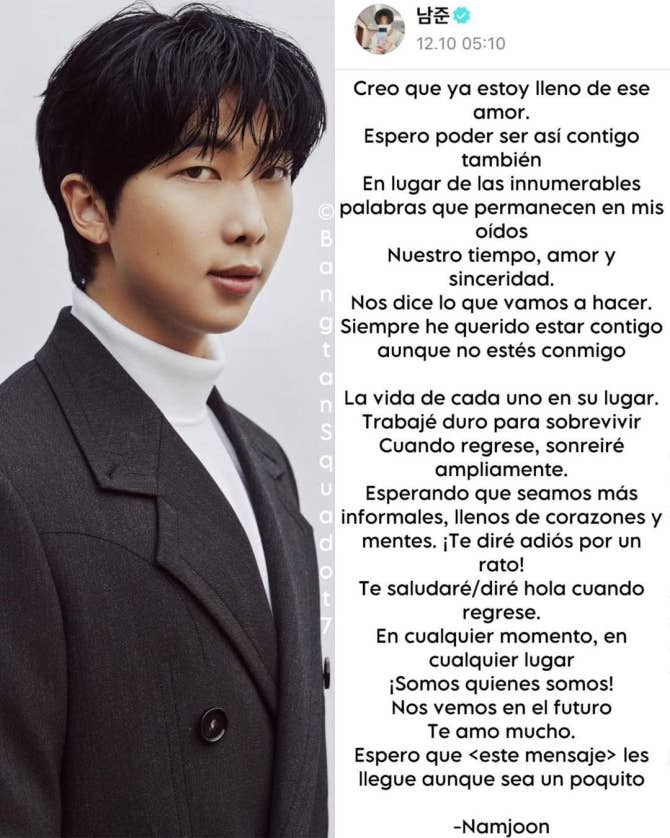 BTS Community Posts - te amamos hermoso Nam💜nos vemos pronto! te extrañaremos mucho! cuidate 💜🥰