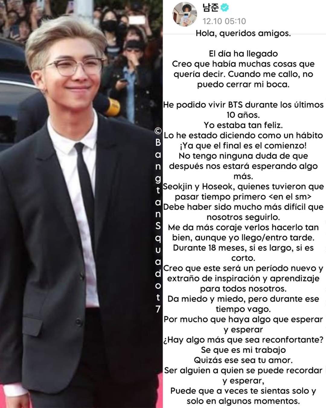 BTS Community Posts - te amamos hermoso Nam💜nos vemos pronto! te extrañaremos mucho! cuidate 💜🥰