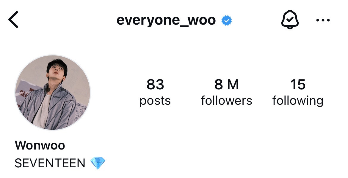 Seventeen Community Post 원우 팔로워 800만 돌파🥳 축하해 내 사랑 💜 Wonwoo 원우