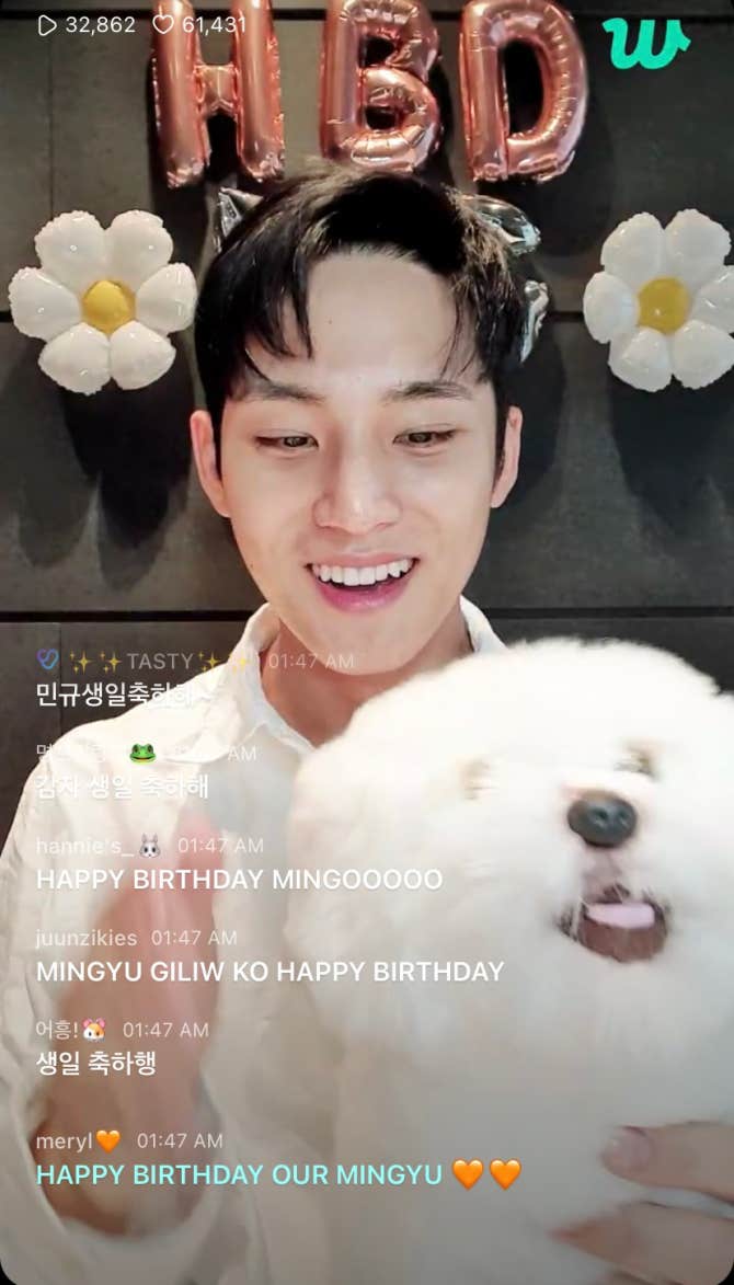 Seventeen Community Post 그의 생일을 처음으로 봤어 🫶 승철과 정한이 방문했어 생일 축하해 자기야🧡