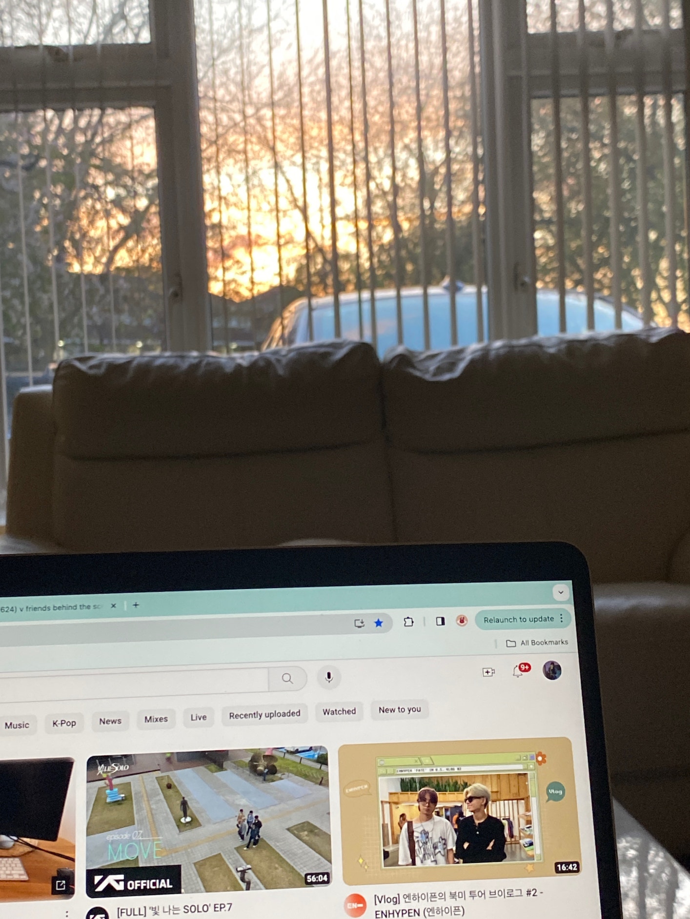 ENHYPEN Community Posts - the british sunset at 7:52 and 7:55 pm on the ...