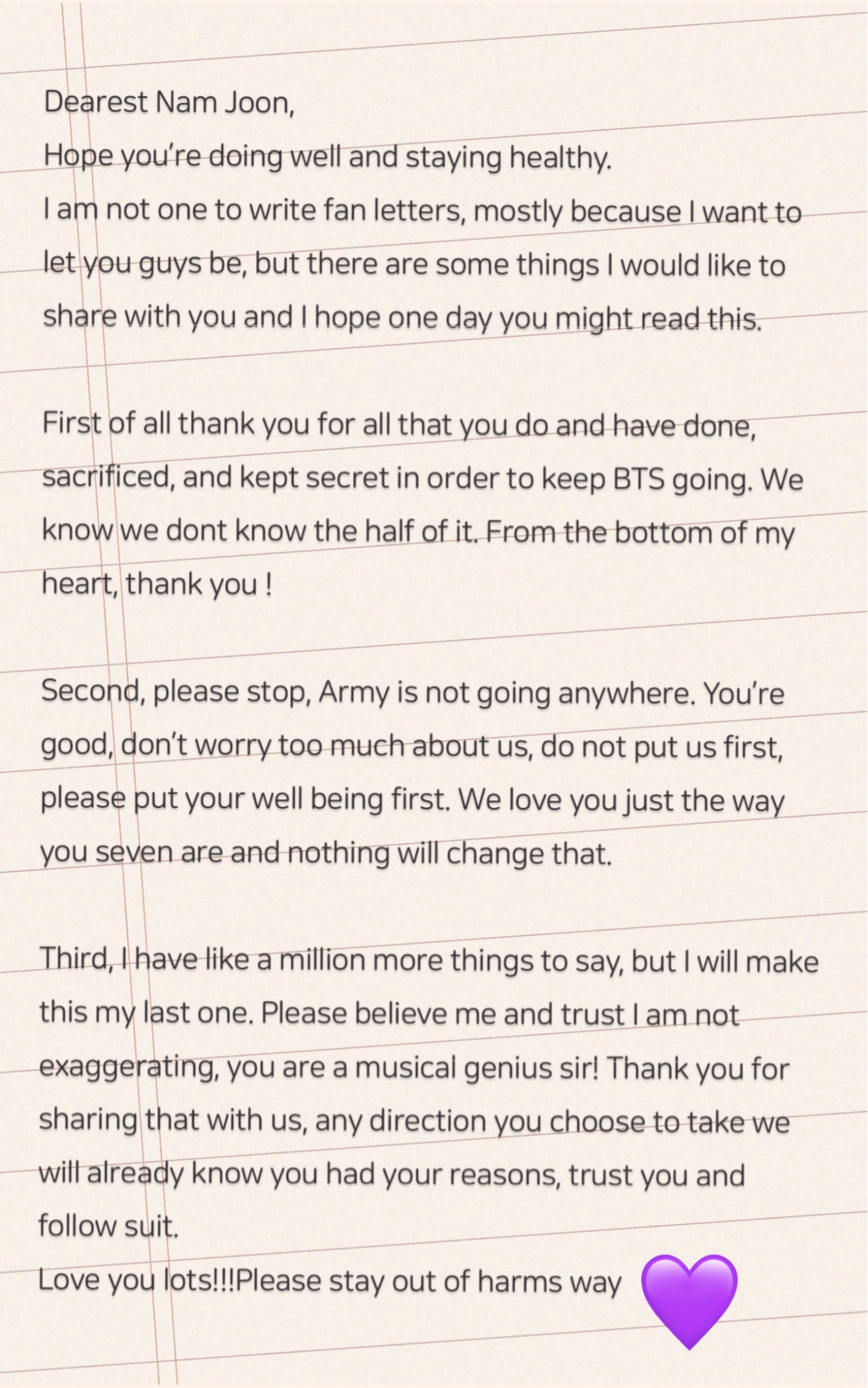 Carta de fans de Weverse de BTS