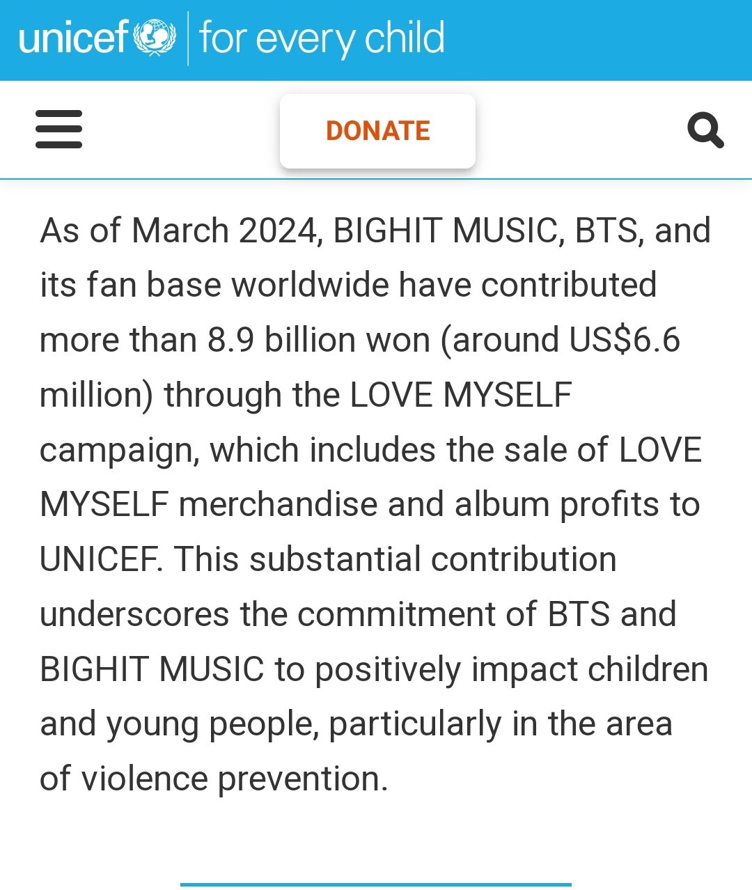 BTS Community Post - BTS ha estado donando activamente a la UNICEF para ...